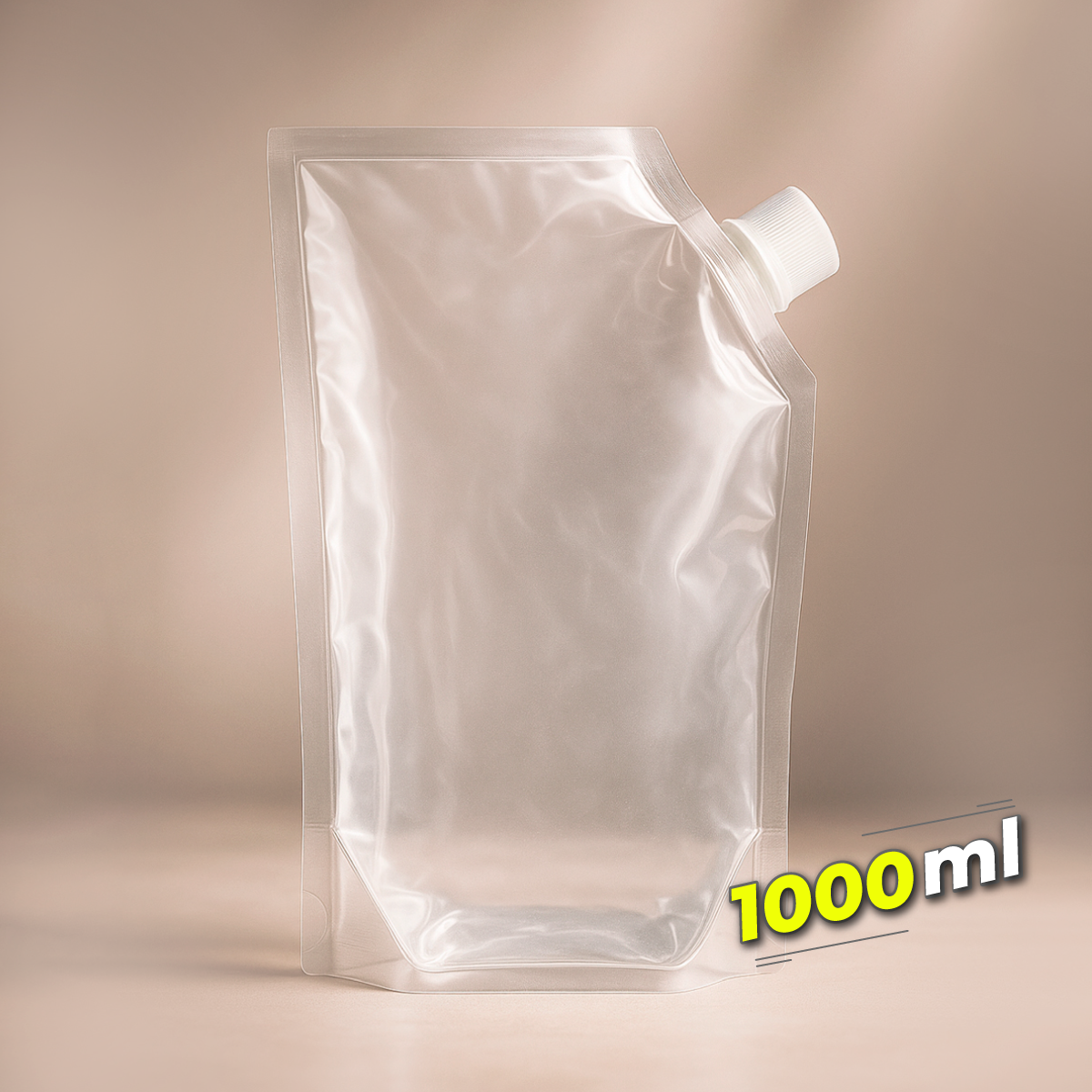 Doypack 1000 ml 4 sellos Transparente tapa de 28 mm - Probolsas